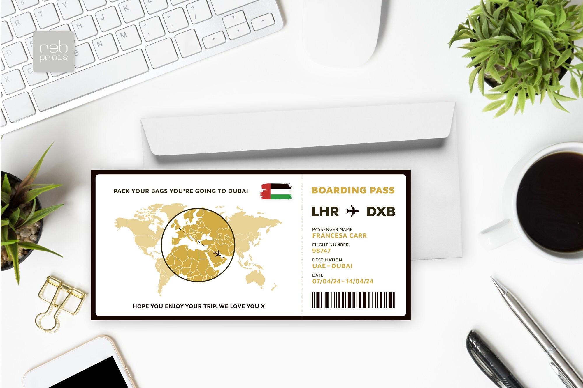 Unique Personalised Boarding Pass Print - Etsy