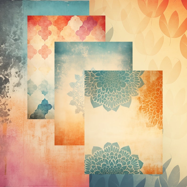 15 X Boho Journal Pages Boho Prints Digital Paper Scrapbook Supplies ...