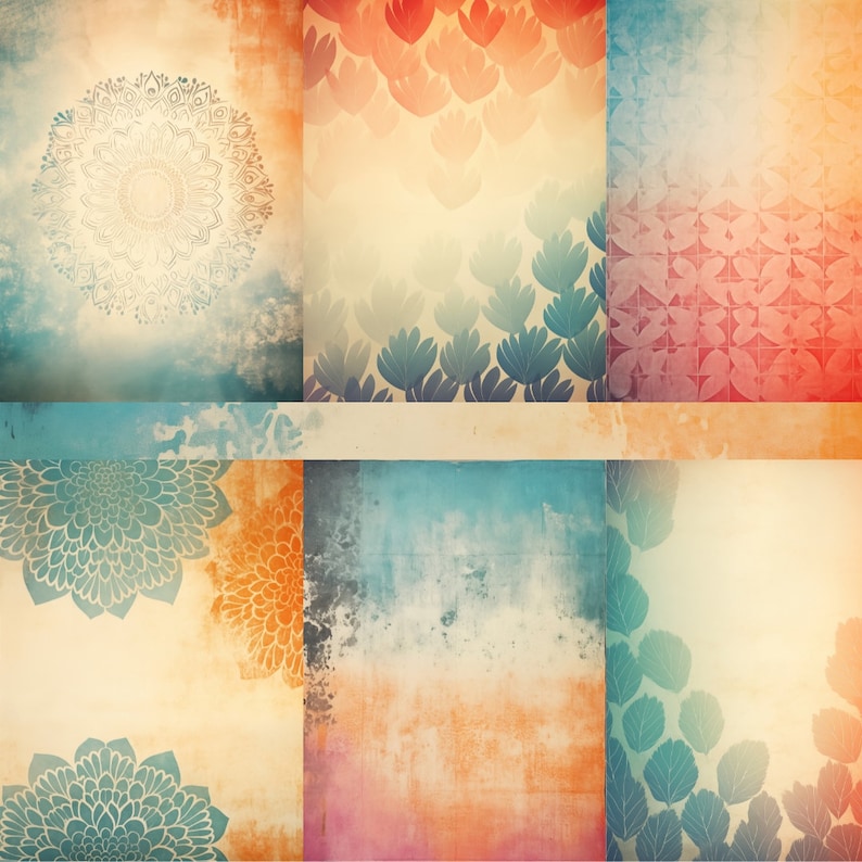 15 X Boho Journal Pages Boho Prints Digital Paper Scrapbook Supplies ...