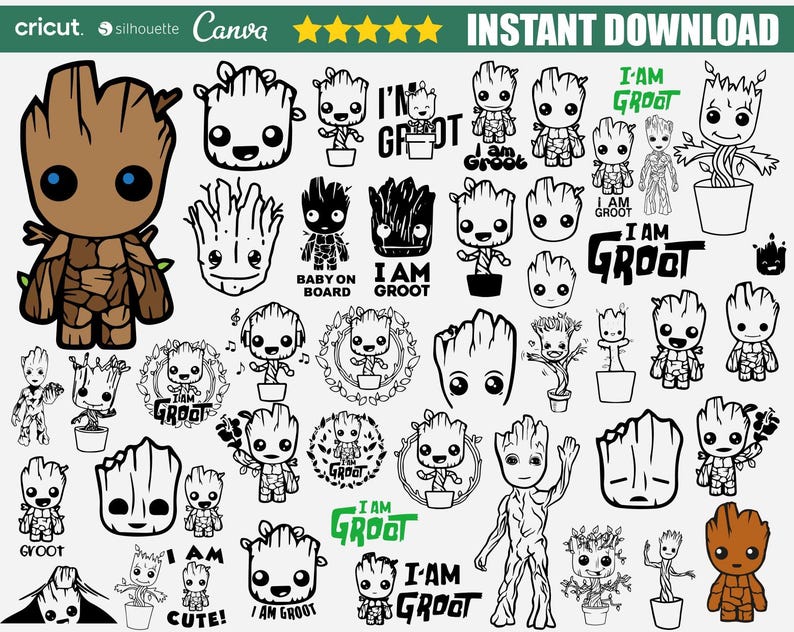 Groot Svg Bundle, Baby Groot Svg for Cricut, Groot Png, I Am Groot Svg ...