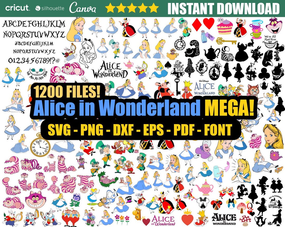 Alice in Wonderland SVG Mega, Princess Svg, Alice SVG, High Quality ...