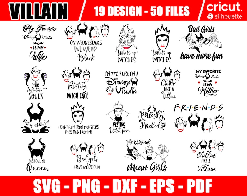 Villain Svg, Villains Svg for Cricut, Villains Png, Layered Maleficent ...