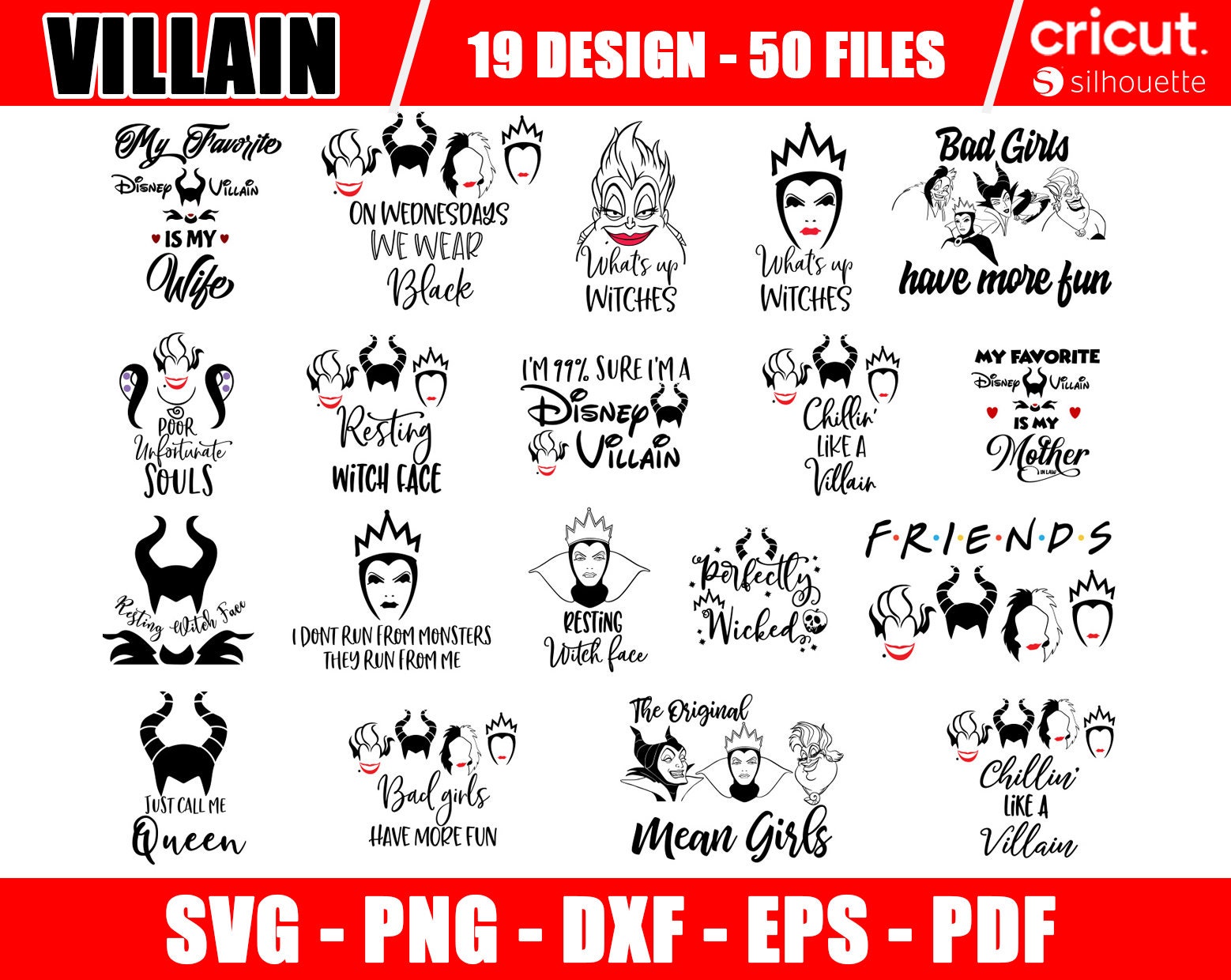 Villain Svg, Villains Svg for Cricut, Villains Png, Layered Maleficent ...