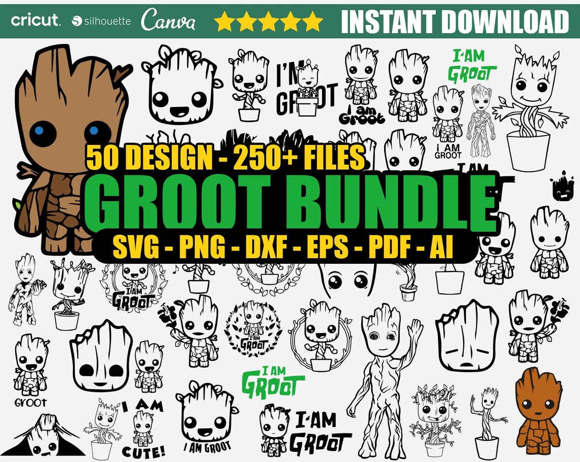 Groot Svg Bundle, Baby Groot Svg for Cricut, Groot Png, I Am Groot Svg ...