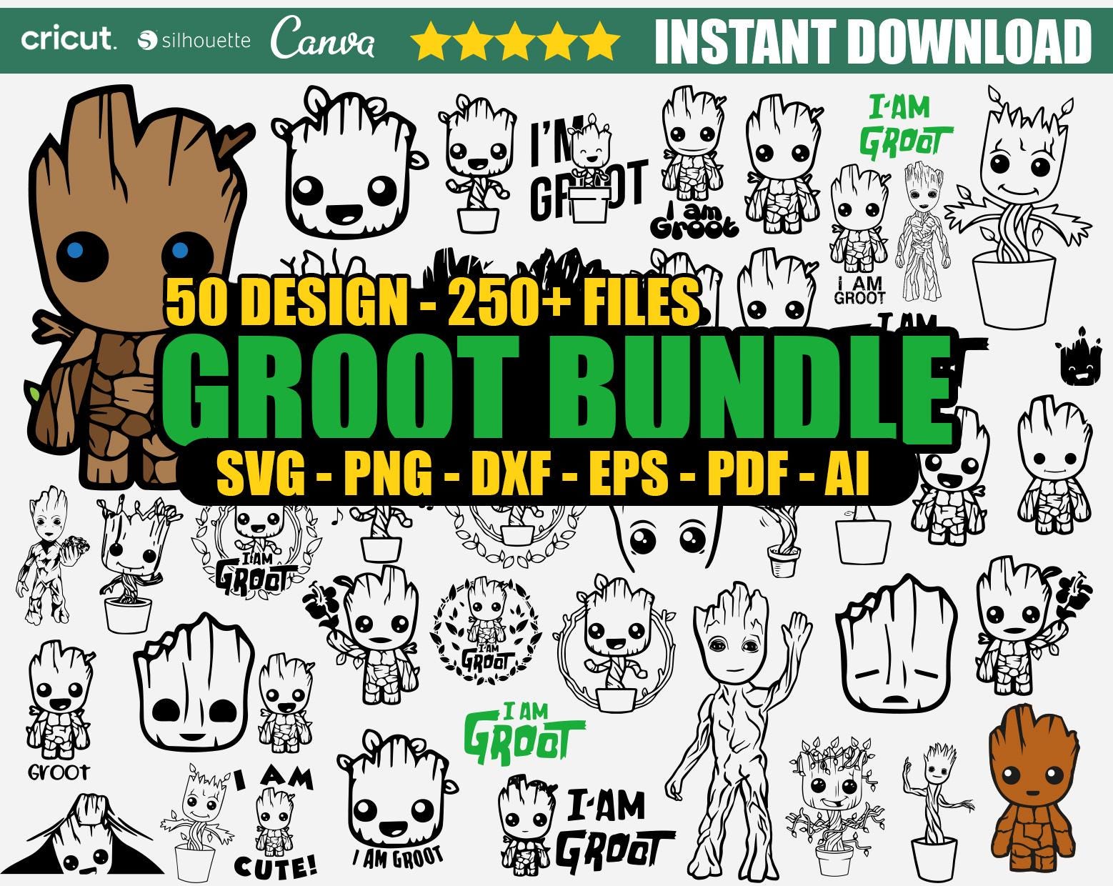 Groot Svg Bundle, Baby Groot Svg for Cricut, Groot Png, I Am Groot Svg ...