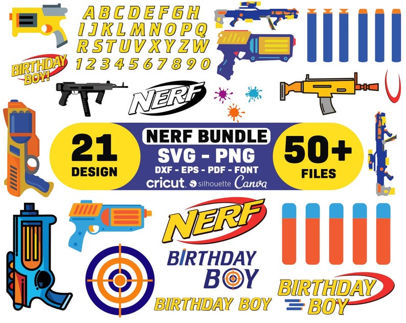Nerf Svg Bundle, High Quality Nerf Png, Nerf Gun Svg, Nerf Clipart ...