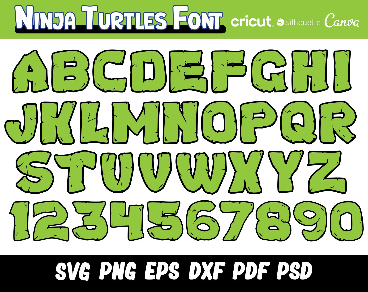 Ninja Turtles Font Svg, Ninja Font Png, Alphabet Turtles Family, Svg ...