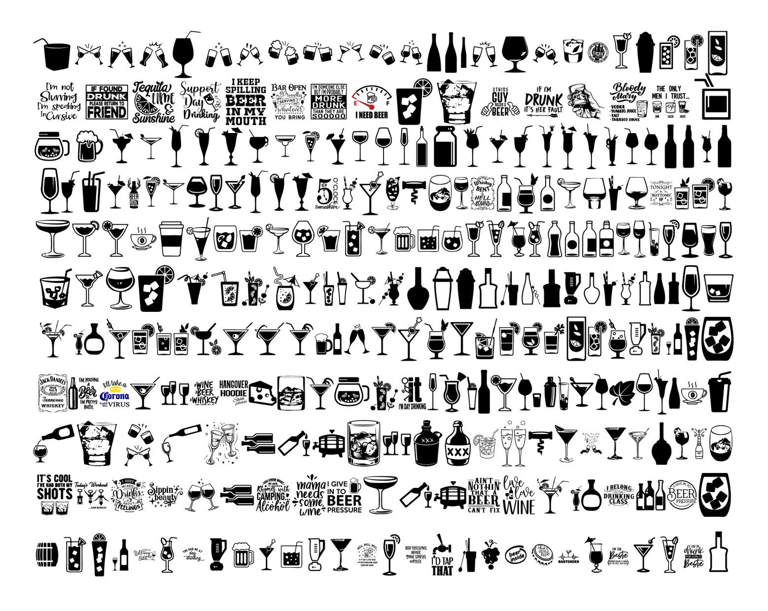 Alcohol Svg Bundle, Cocktail Svg, Shot Glass Svg, Drink Svg, Alcohol ...