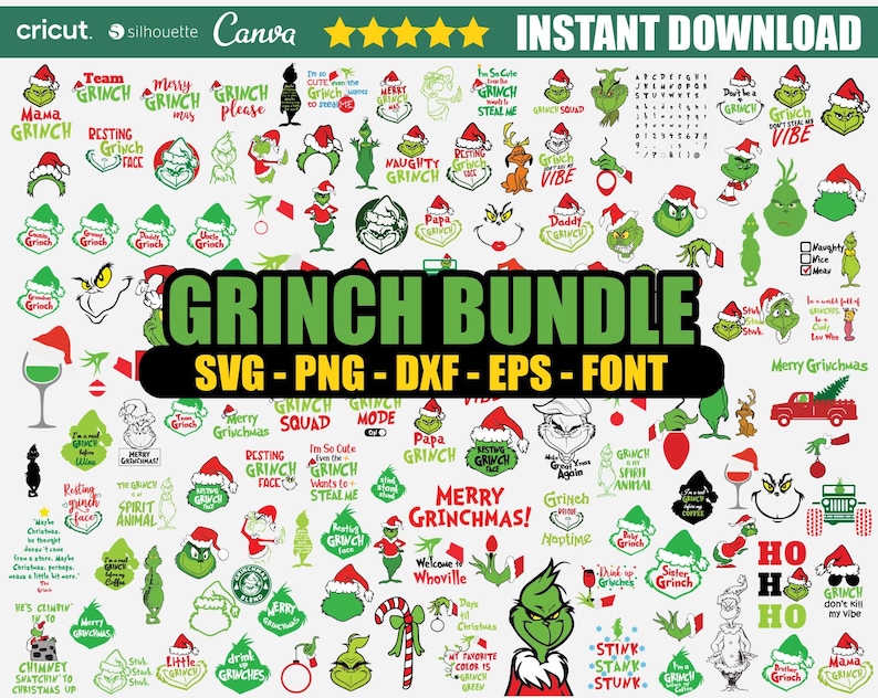 Grinch Svg Bundle, Christmas Svg, Vector Files, Clipart, Grinch ...