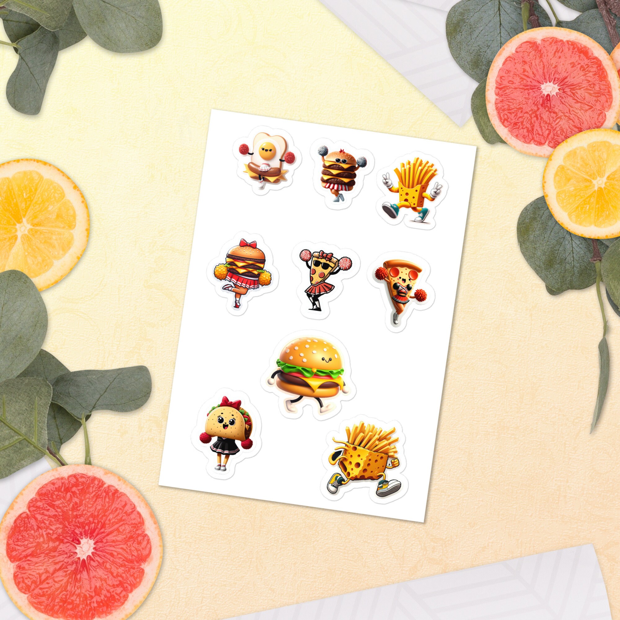 Sticker Sheet of Fast Food Dancing Sticker Pack Fast Food Sticker for ...