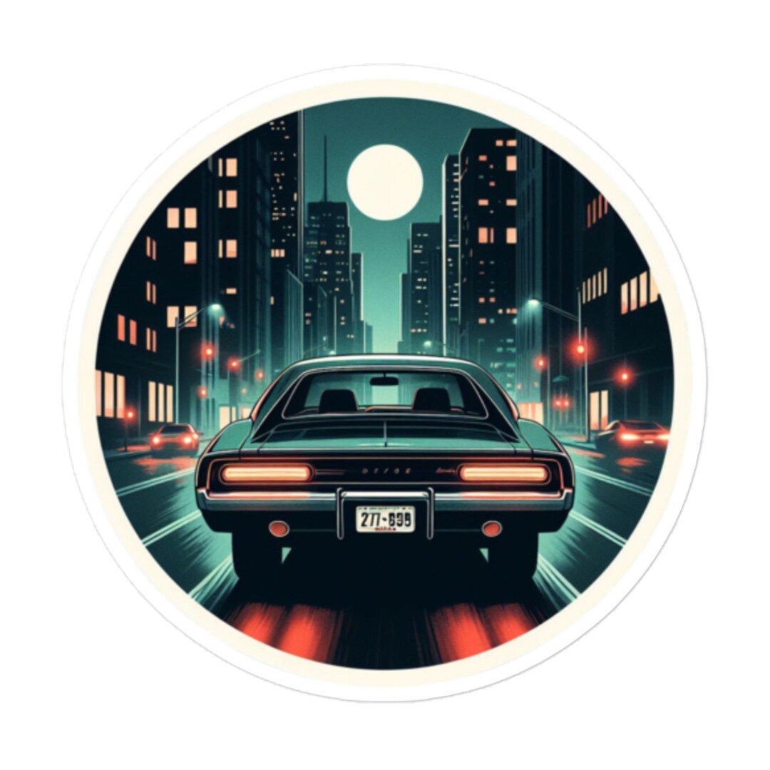 Vintage Muscle Car Sticker Midnight City Street Race - Etsy