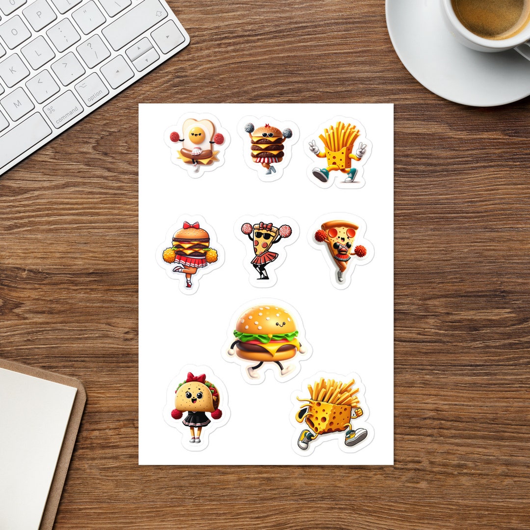 Sticker Sheet of Fast Food Dancing Sticker Pack Fast Food Sticker for ...