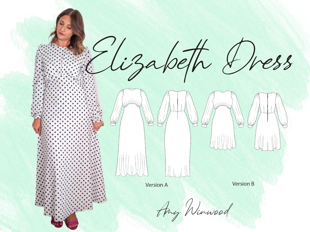 The Elizabeth Dress PDF Sewing Pattern A4, US Letter, A0 and Video ...