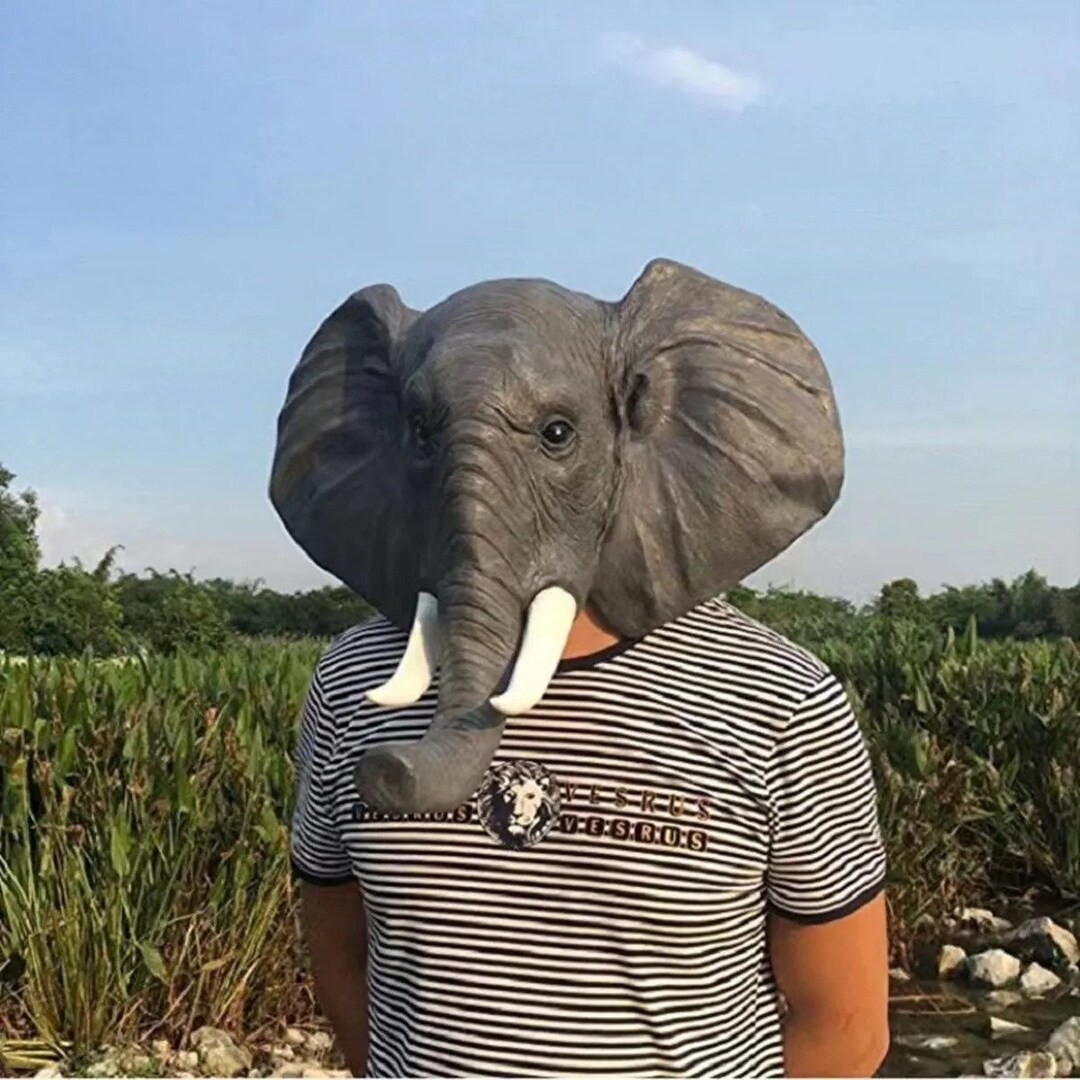 Elephant Head Mask Animal Mask Funny Halloween Head Mask Costume ...