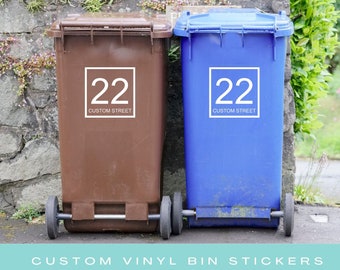4x Modern Wheelie Bin Number Stickers Trash Garbage Can Stickers Custom ...