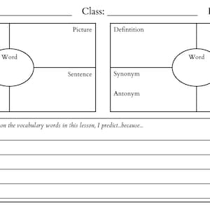 Digital Download Vocabulary Word Map and Prediction - Etsy