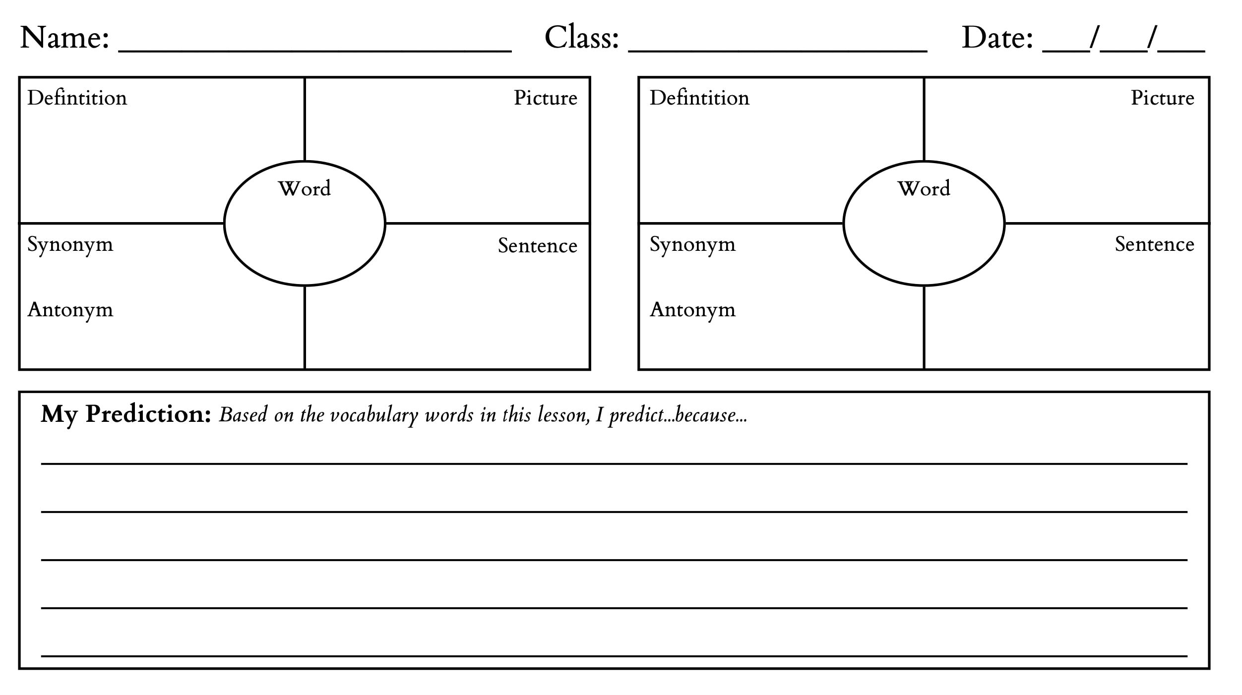 Digital Download Vocabulary Word Map and Prediction - Etsy