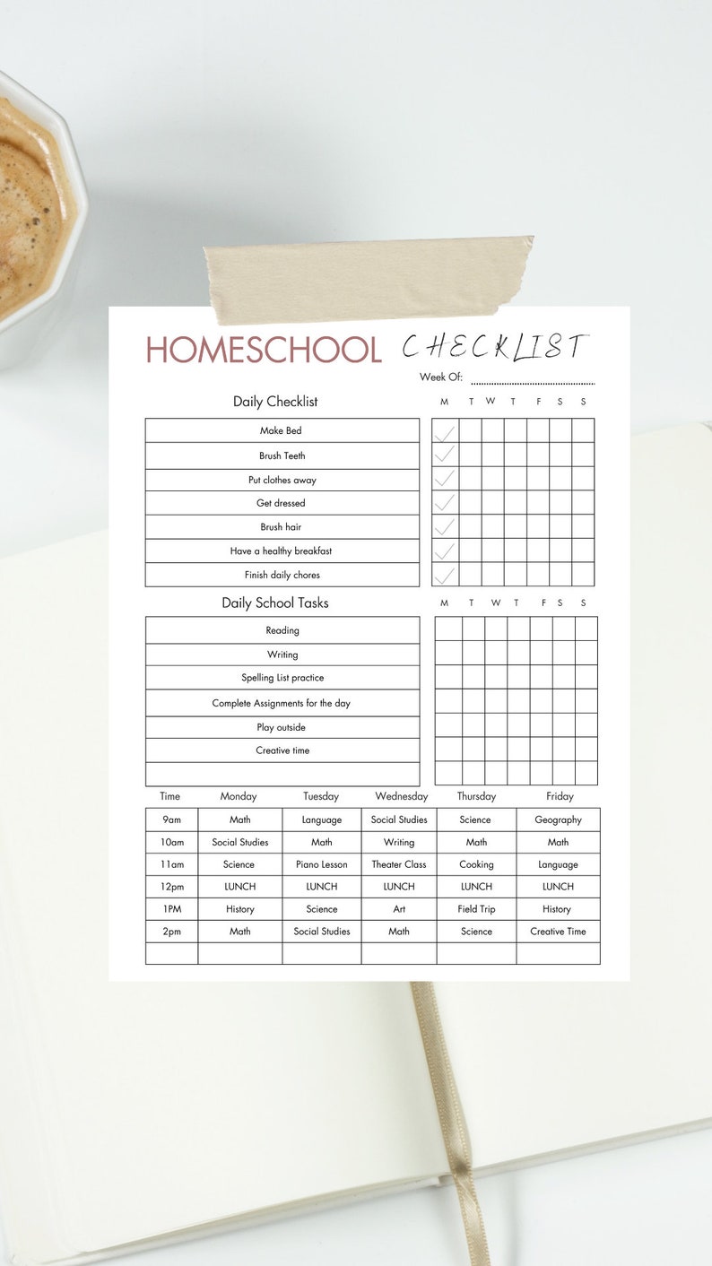 Homeschool Checklist-homeschool Activity- Printable Checklist- Editable ...