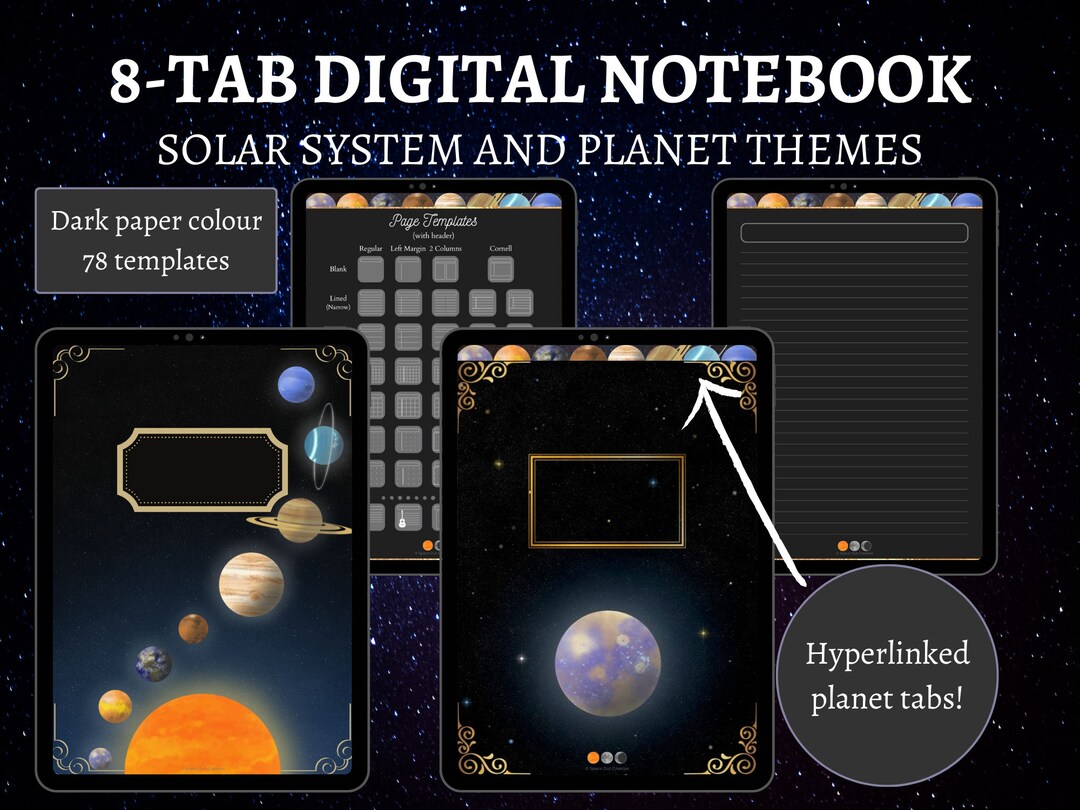 8-tab Digital Notebook With Hyperlinks | Solar System | Planets ...
