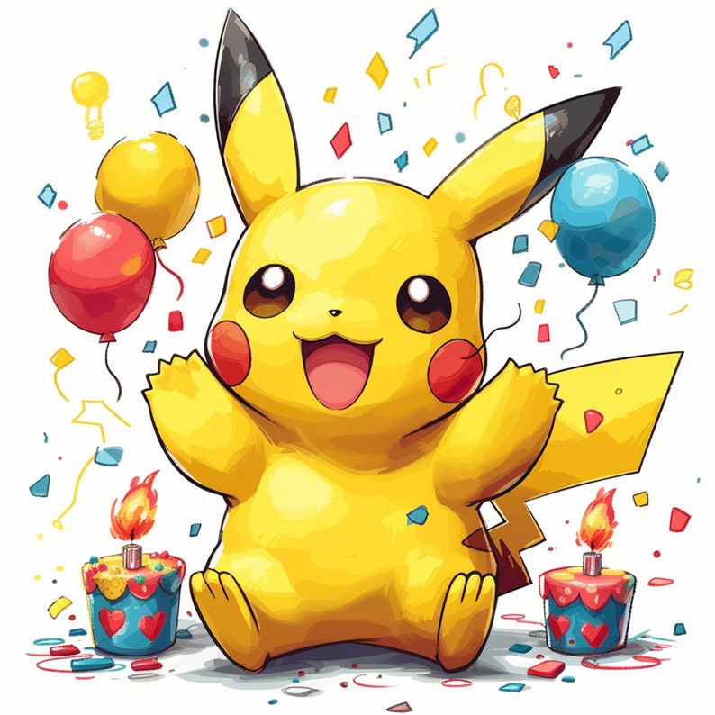Pikachu Birthday PNG, Pokémon Birthday Party Decoration, Pikachu ...