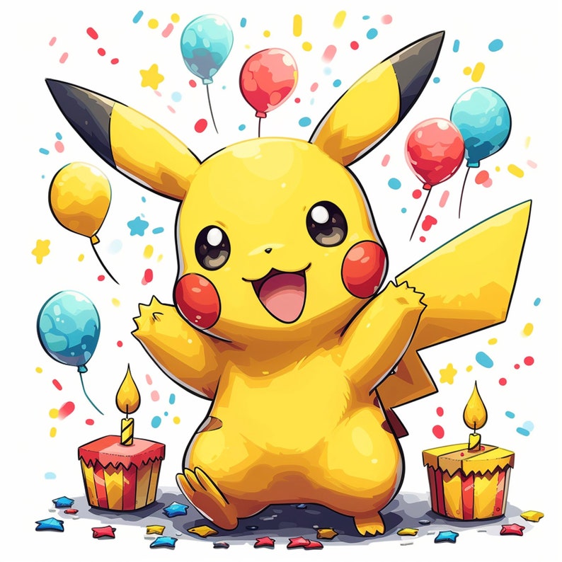 Pikachu Birthday PNG, Pokémon Birthday Party Decoration, Pikachu ...
