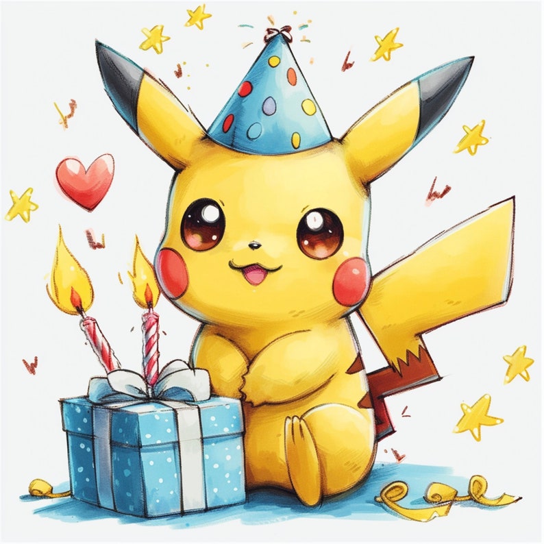 Pikachu Birthday Party Clipart, Pikachu Birthday PNG, Pokemon Birthday ...