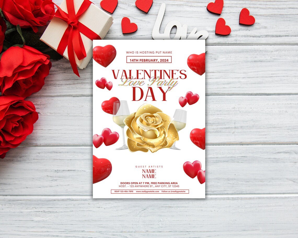 Editable Valentines Day Party Invitation, Valentine's Day Party Invite ...