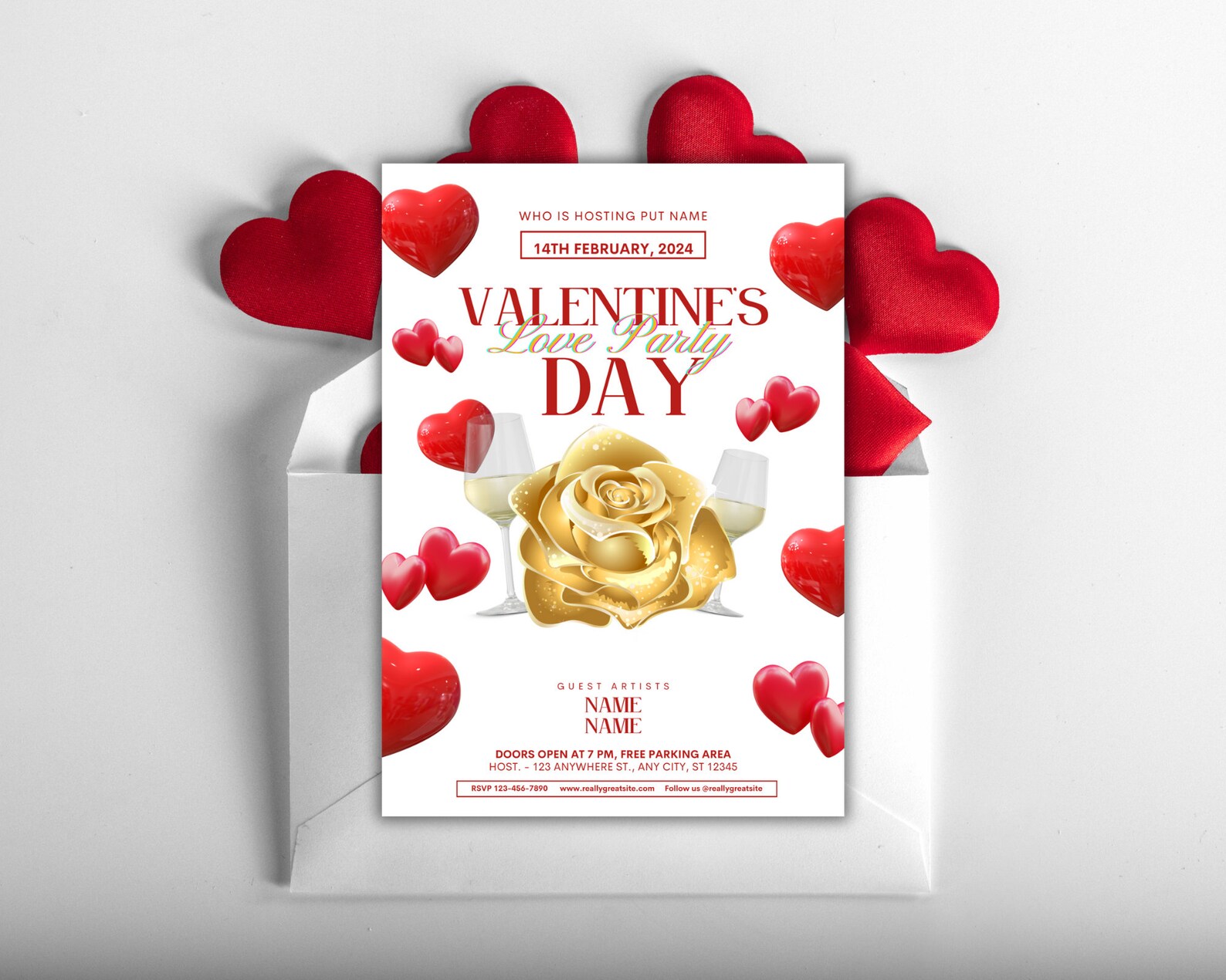 Editable Valentines Day Party Invitation, Valentine's Day Party Invite ...