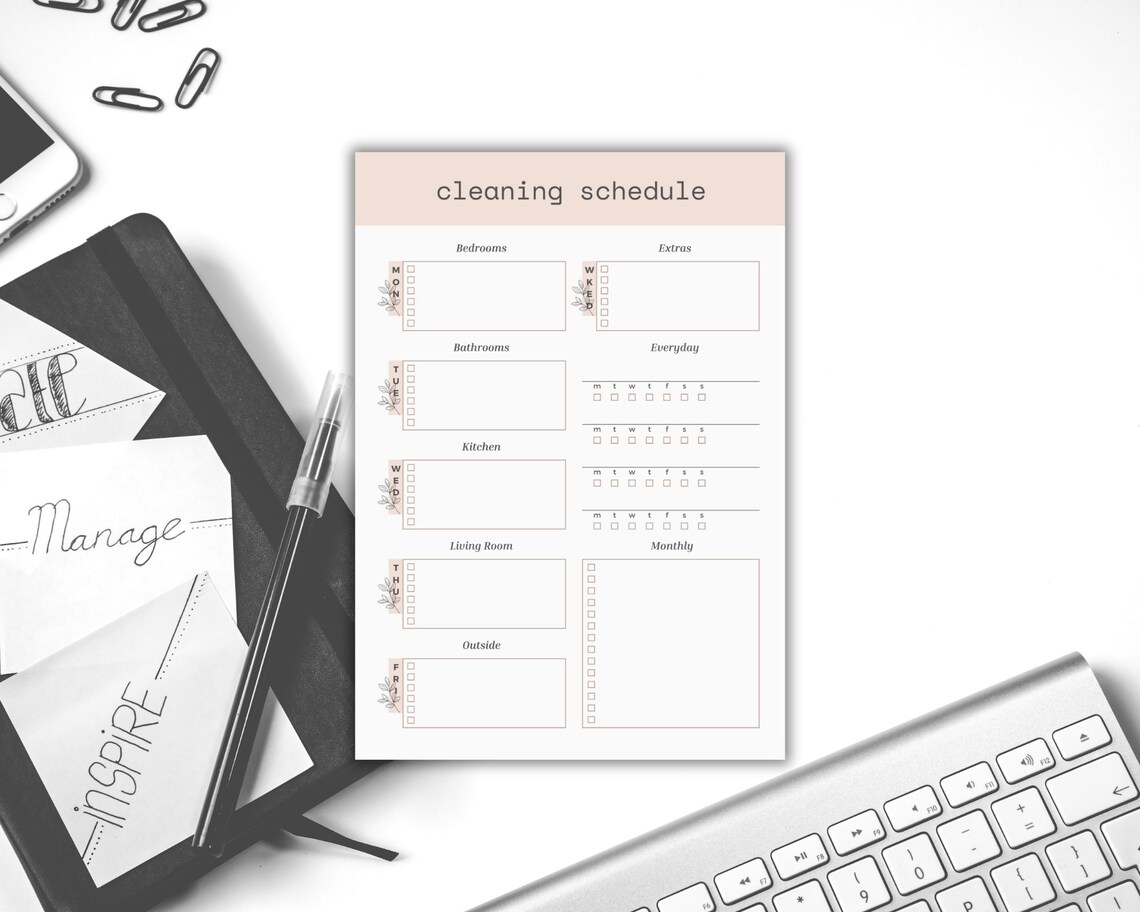 Printable Cleaning Schedule, Cleaning Checklist, Home/ Office Chore ...