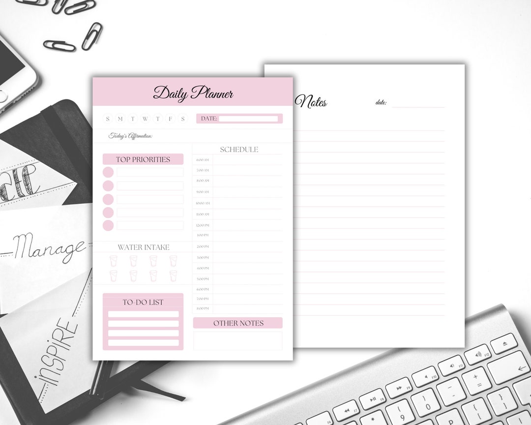 Pink Daily Planner, DIY Digital Planner, Printable Planner , Daily ...