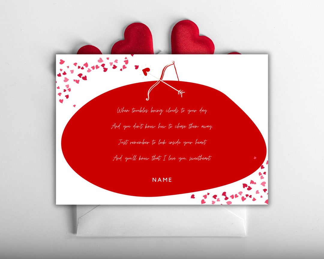 Love Poem Valentine’s Day Card, Editable Valentines Card, Words of Love ...