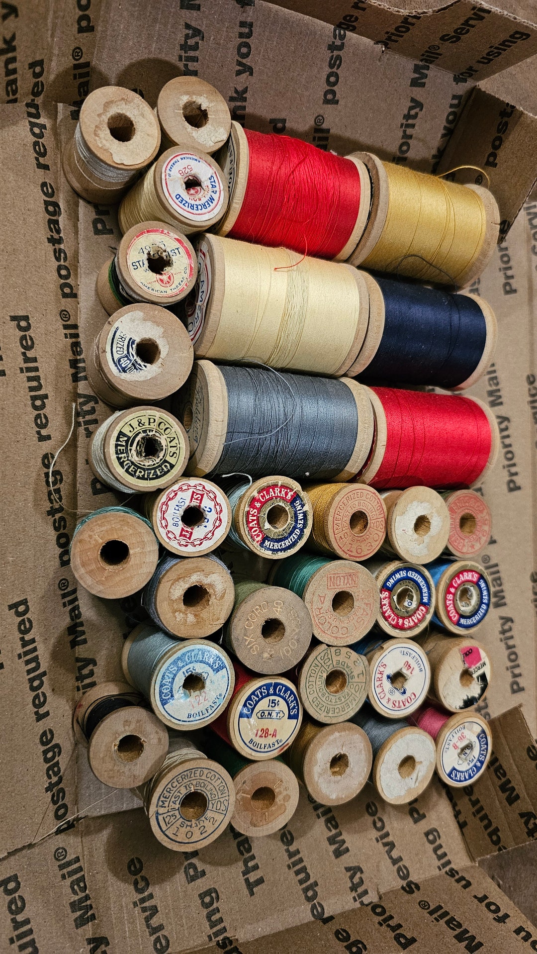 Vintage Wooden Spools of Thread - Etsy