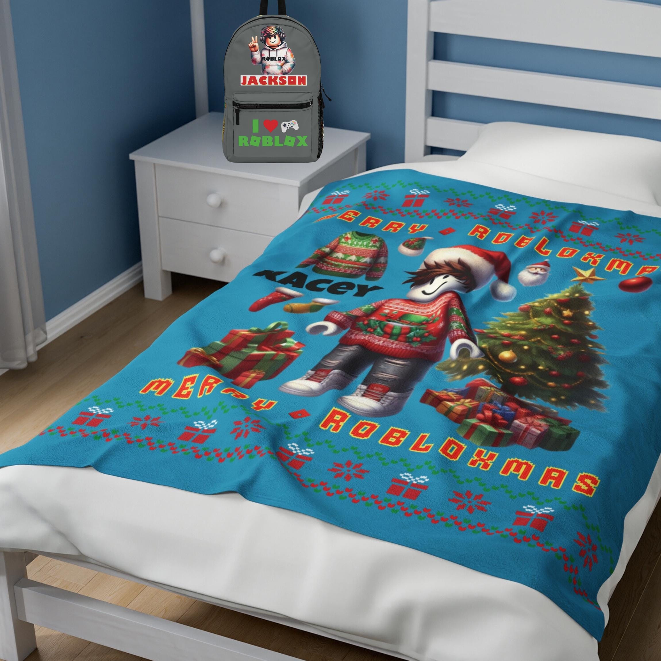 Roblox, Roblox Christmas Gift, Gamer Blanket, Personalized Robloxmas ...