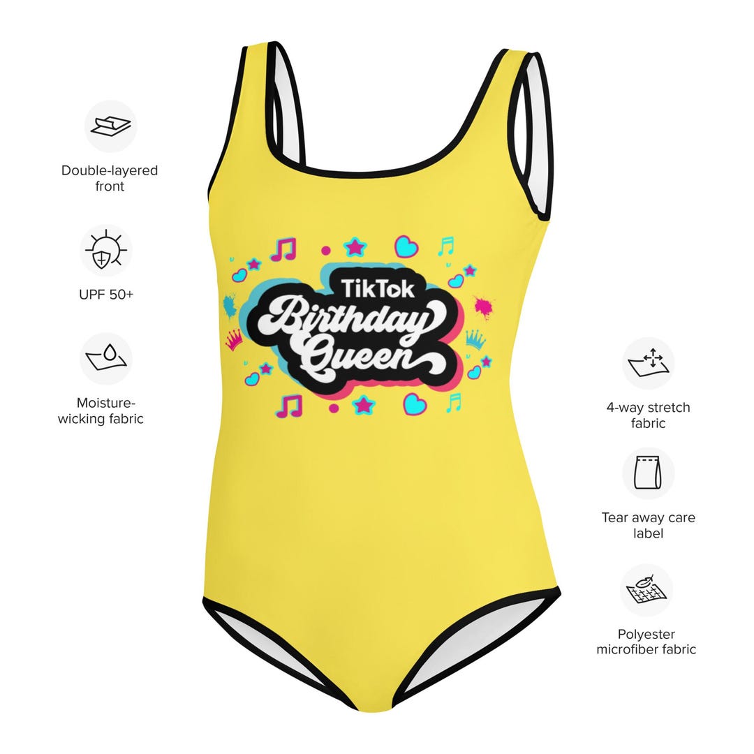Tik Tok Birthday Youth Swimsuit, Girl Birthday, Birthday Queen, Gift ...