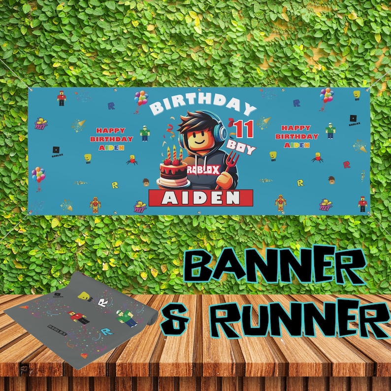 Roblox, Roblox Birthday Party, Happy Birthday Banner, Personalized ...