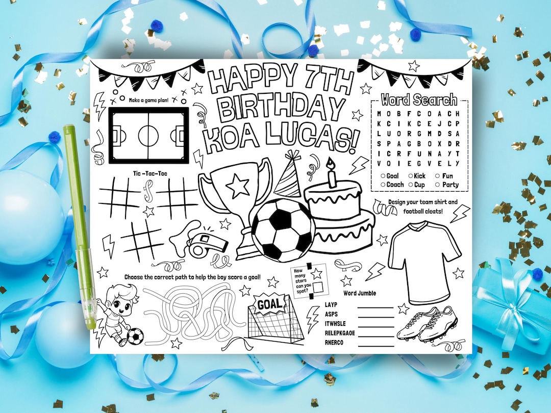 Personalized Football Futbol Soccer Printable Activity and Coloring ...