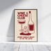 Wine and Cheese Club Hand Drawn Printable Poster Red and Beige Wall Art ...