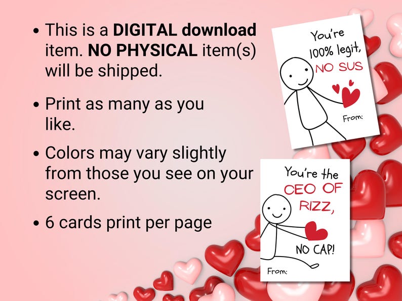 Funny Slang Kids Valentine's Day Card, Printable Classroom Valentines ...