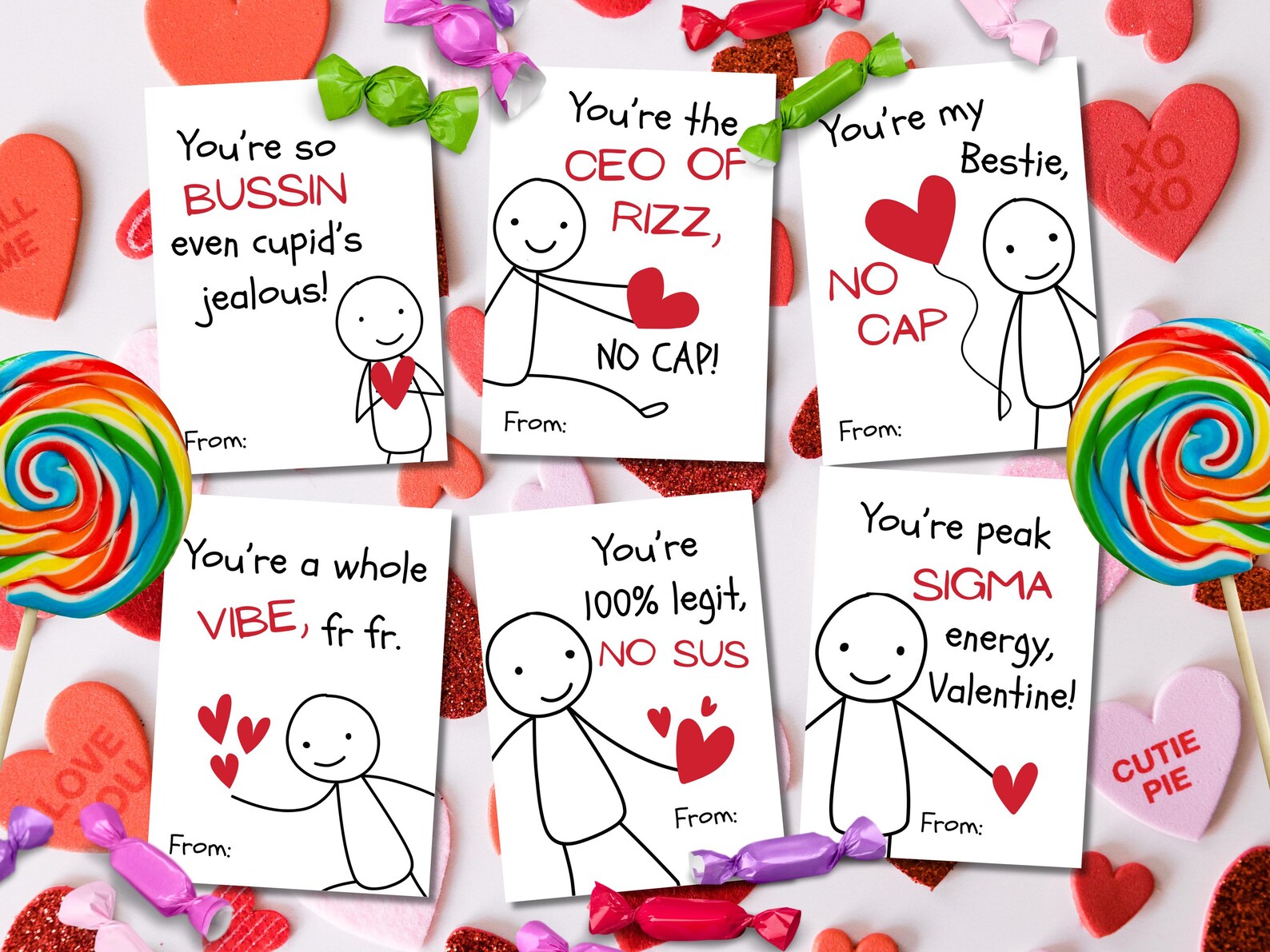 Funny Slang Kids Valentine's Day Card, Printable Classroom Valentines ...