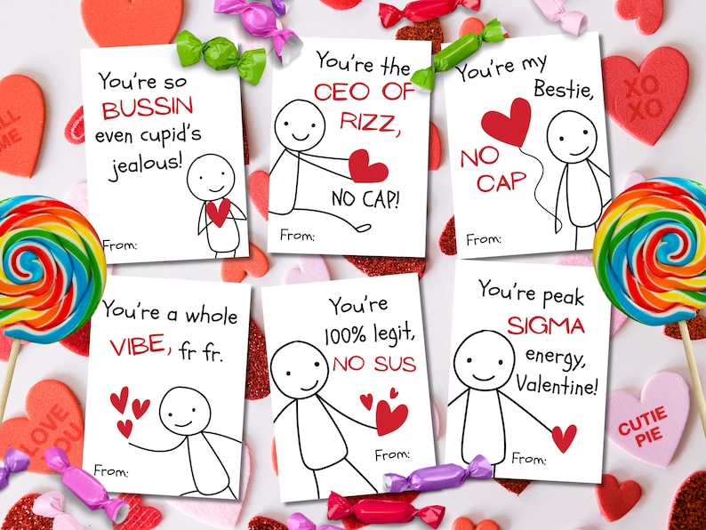 Funny Slang Kids Valentine's Day Card, Printable Classroom Valentines ...