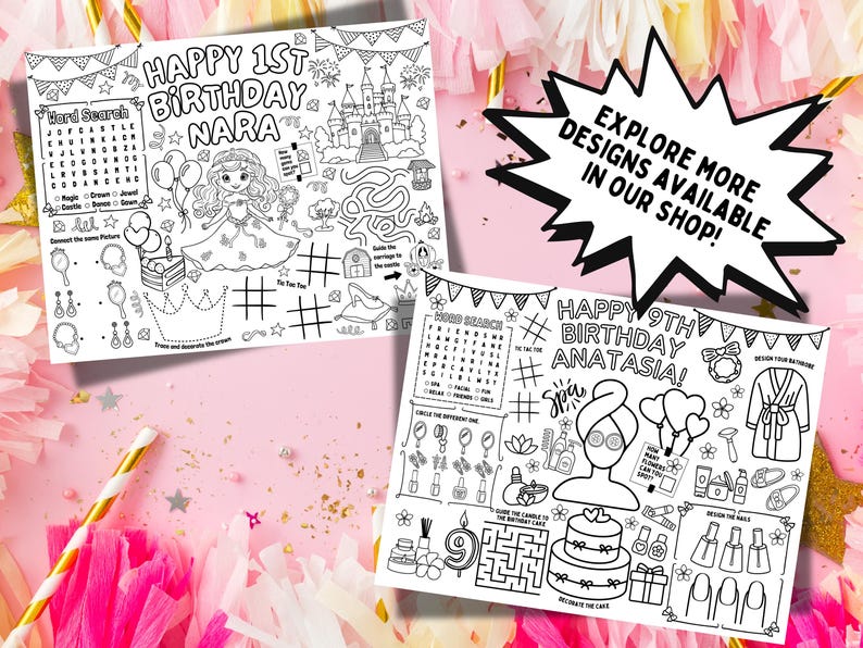 Personalized Safari Birthday Placemat: Jungle Activity Coloring Page ...