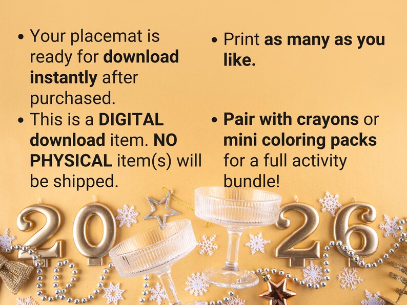 New Year 2026 Kids Activity Placemat | Printable Games & Coloring (PDF ...
