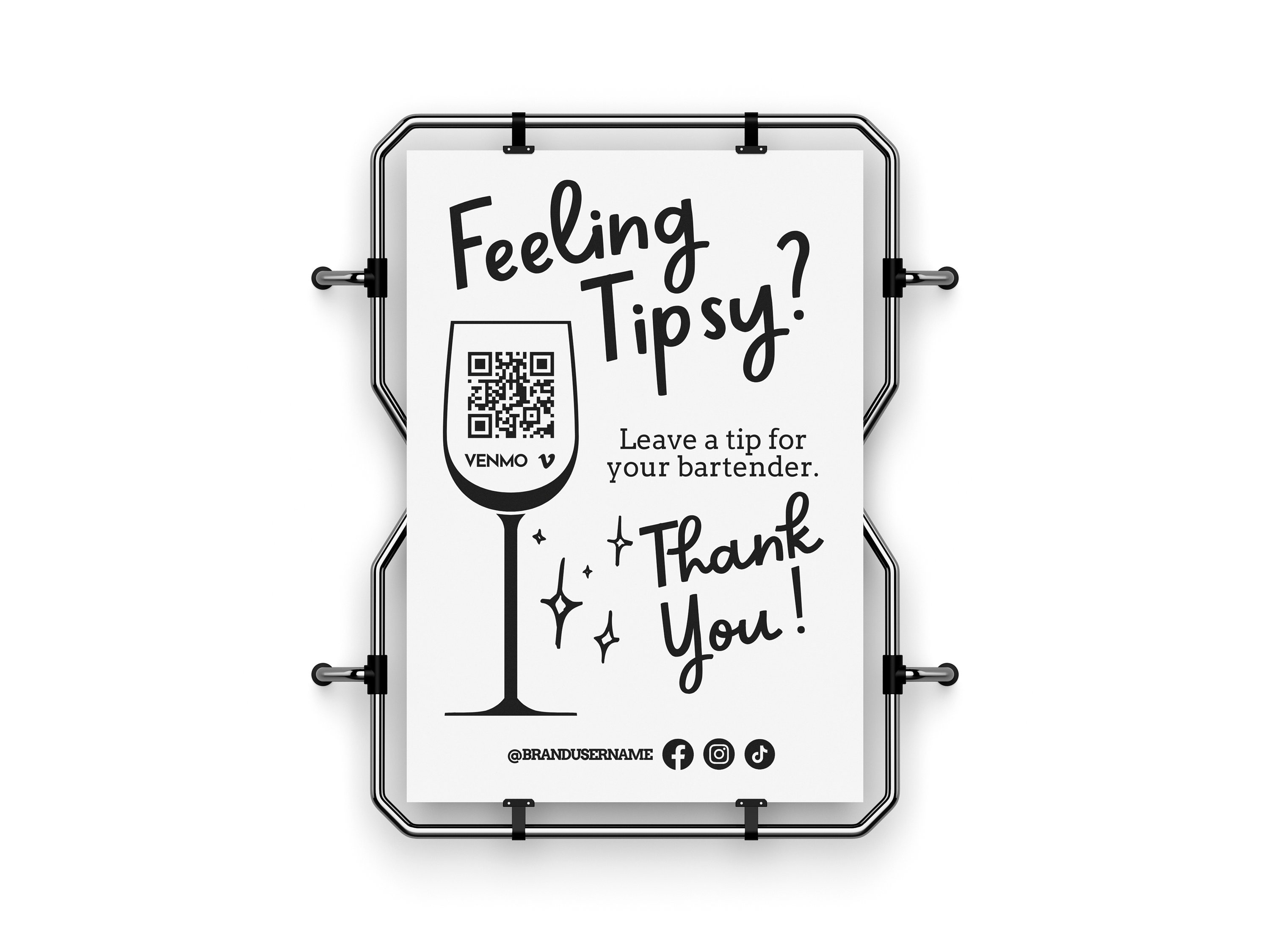 Feeling Tipsy Sign Template QR Code Sign Scan to Tip Wedding Bar Tip Sign Bartender Tip Sign ...