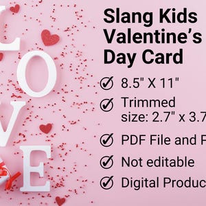 Funny Slang Kids Valentine's Day Card, Printable Classroom Valentines ...
