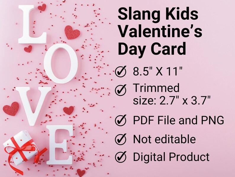 Funny Slang Kids Valentine's Day Card, Printable Classroom Valentines ...