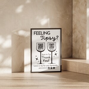 Feeling Tipsy Sign Template | QR Code Sign | Scan to Tip | Wedding Bar ...