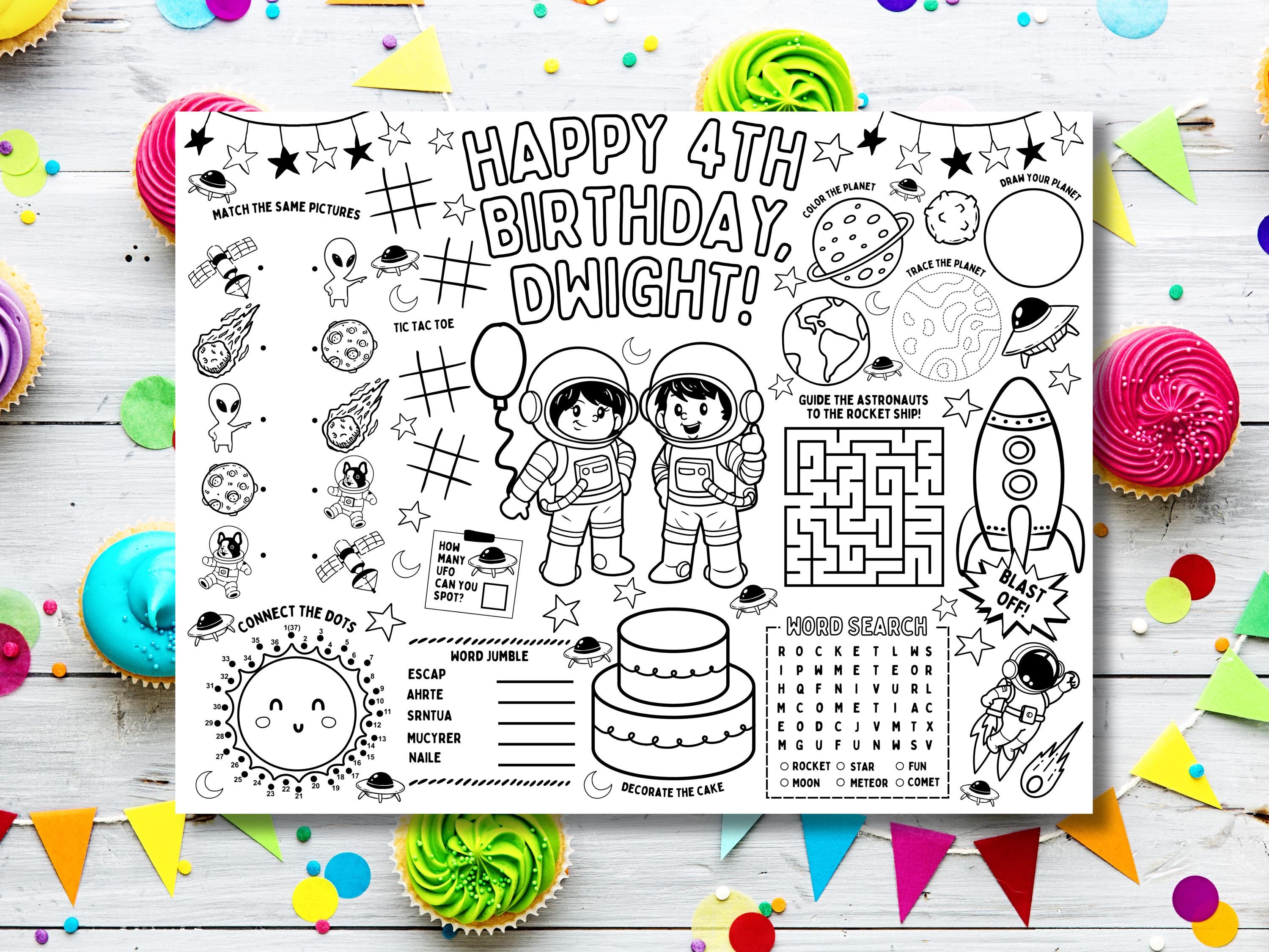 Personalized Outer Space Birthday Placemat: Astronaut Activity Page ...