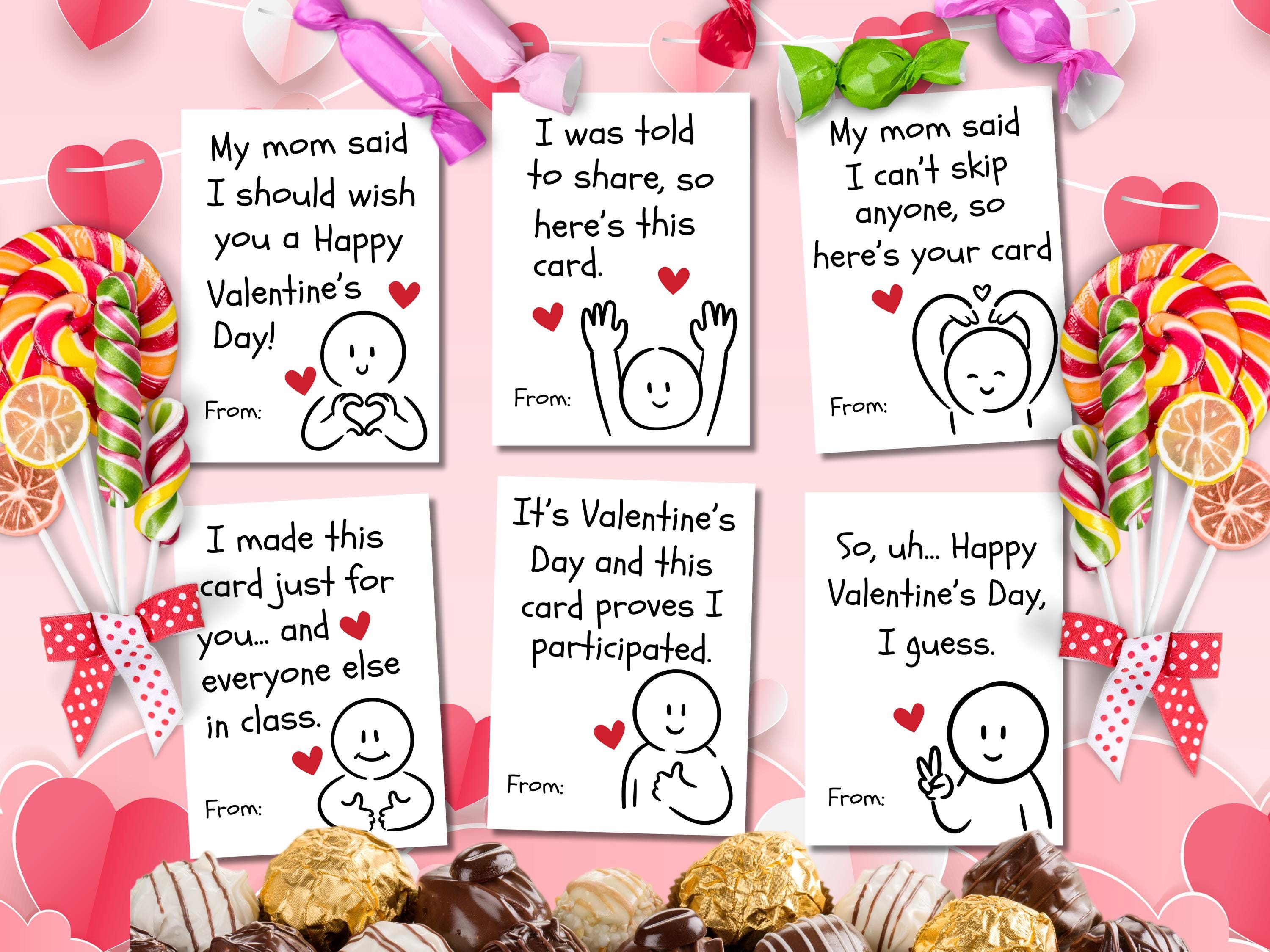Funny Kids Valentine's Day Cards, Classroom Valentines, Printable Kids ...
