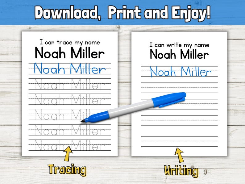 Custom Name Tracing Sheet, Handwriting Practice Sheet for Kids ...
