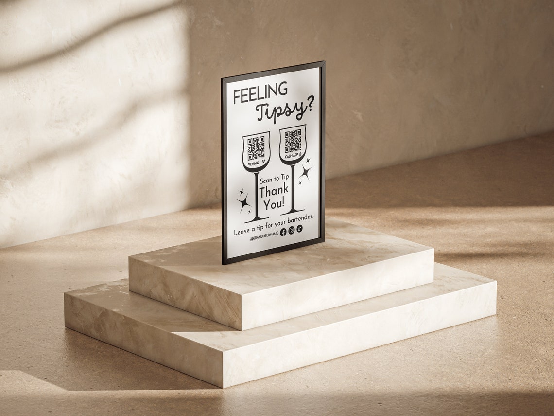 Feeling Tipsy Sign Template QR Code Sign Scan to Tip Wedding Bar Tip ...